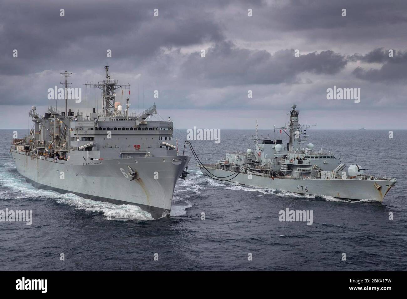 The Duke-class frigate HMS Kent (F78) takes part in a replenishment-at ...