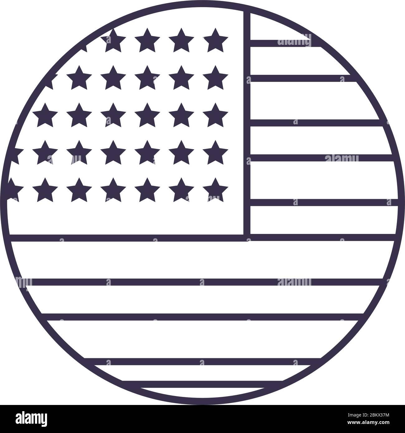 Usa flag circle line style icon design, United states independence day ...