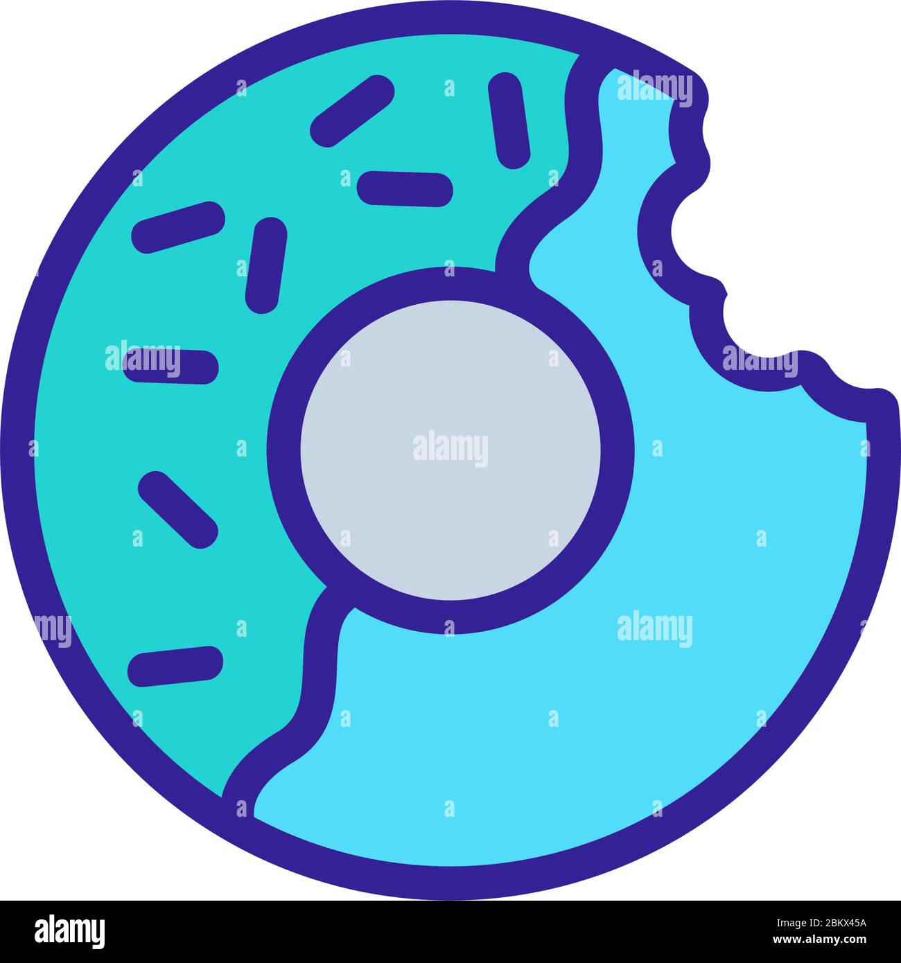 half bitten donut half glazed icon vector outline illustration Stock ...