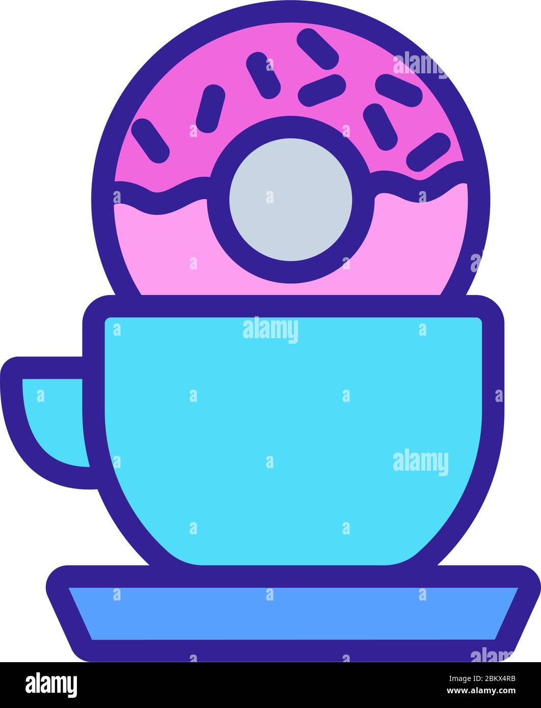 dipping donut in cup of tea icon vector outline illustration Stock ...