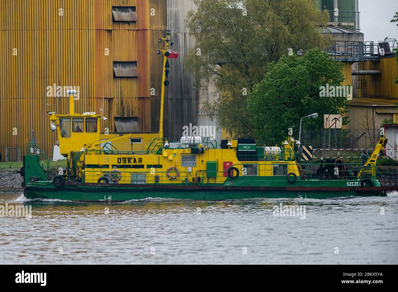 Pusher ship Oskar seen at the Gdansk Shipyard.Most companies operate in ...