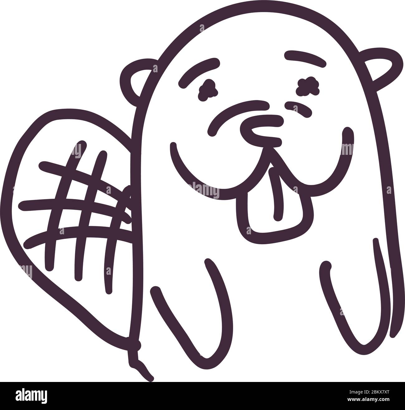 beaver cartoon line style icon design, Animal zoo and life theme Vector ...