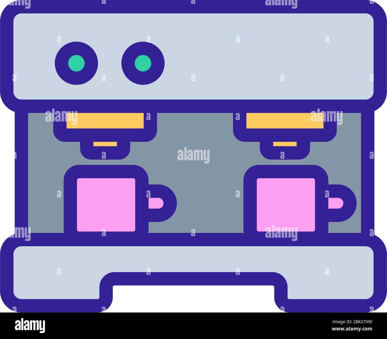 double cup coffee maker icon vector outline illustration Stock Vector ...