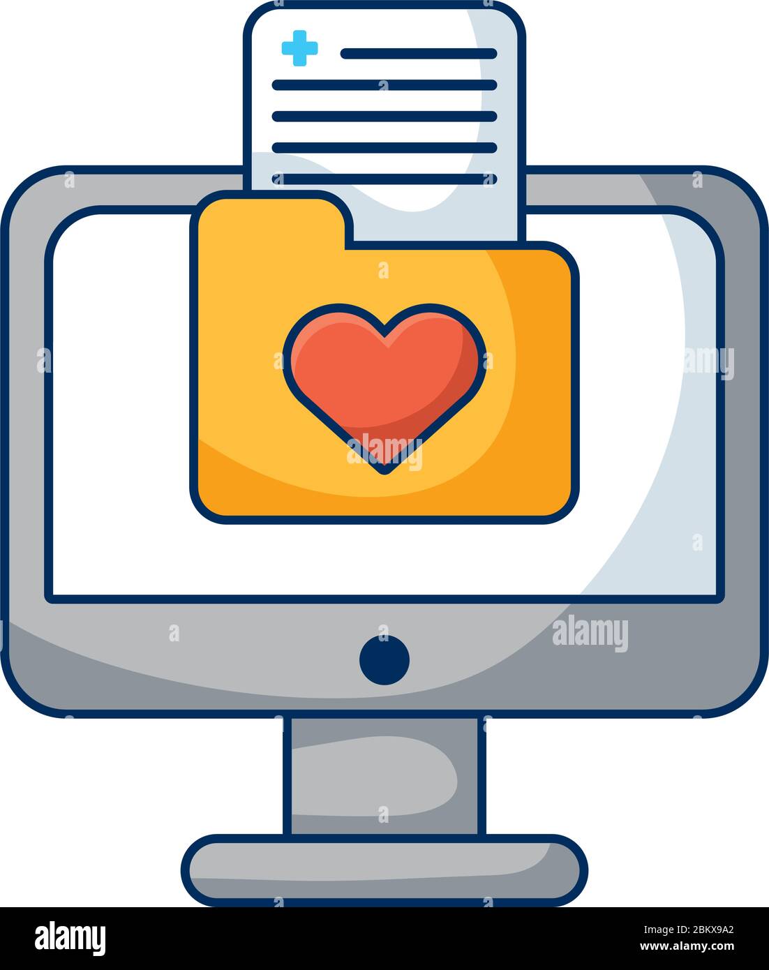 desktop computer with heart folder Stock Vector Image & Art - Alamy