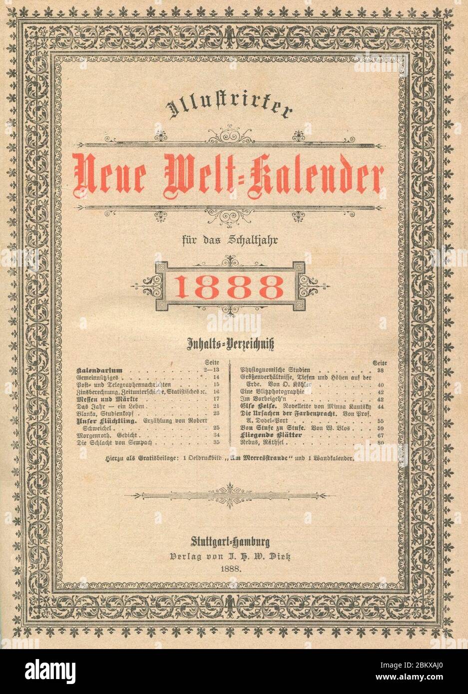 Illlustrirter Neuer Welt-Kalender 1888 Stock Photo - Alamy