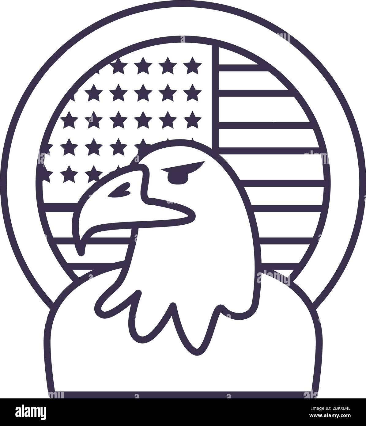Usa eagle with flag seal stamp line style icon design, United states ...