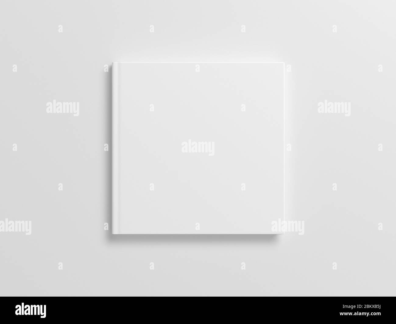 Blank square book cover mock up on white background. View directly ...