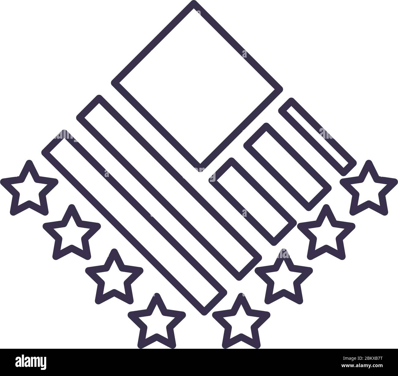 Usa flag square line style icon design, United states independence day ...