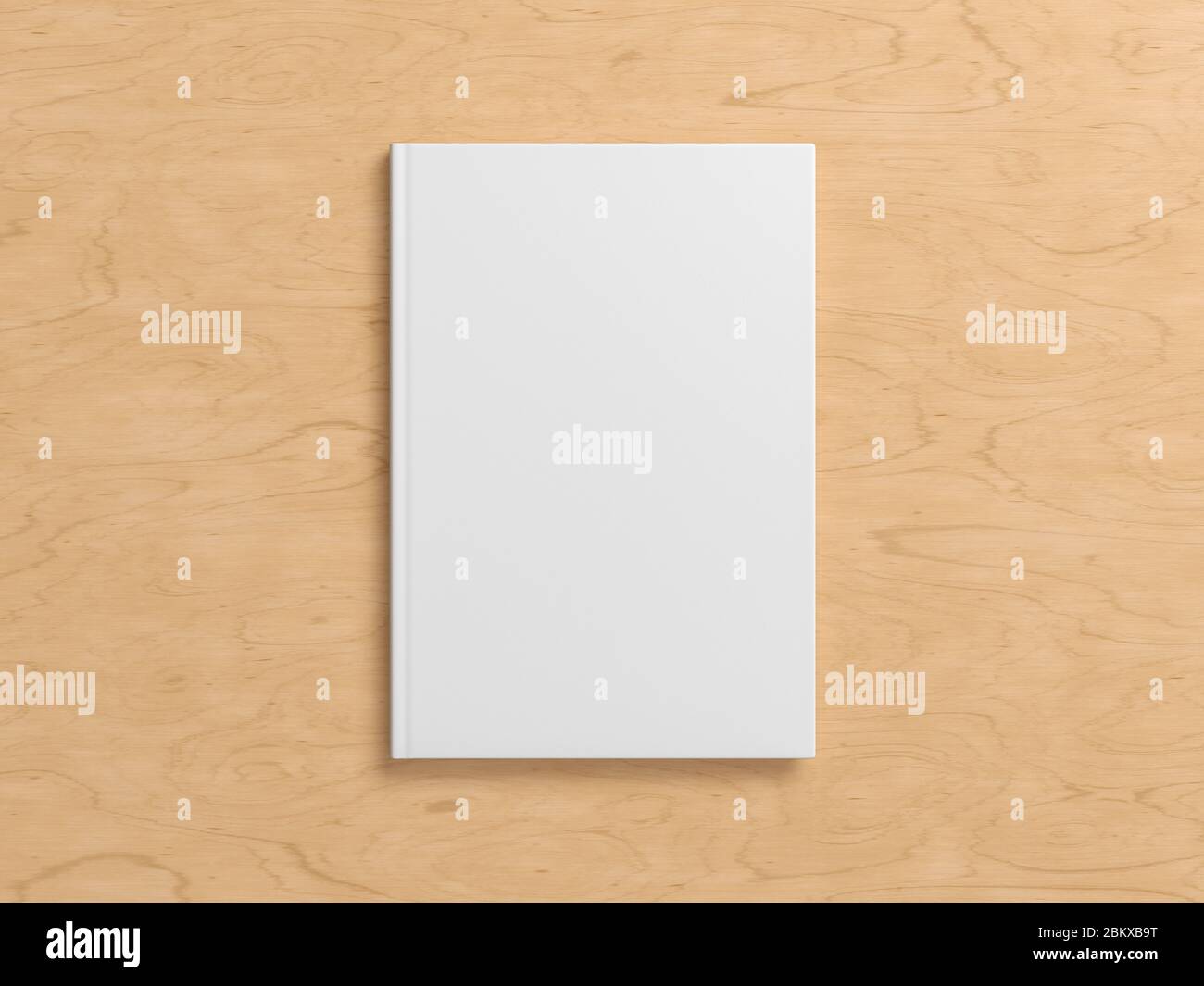 Blank book cover mock up on wooden background. View directly above ...