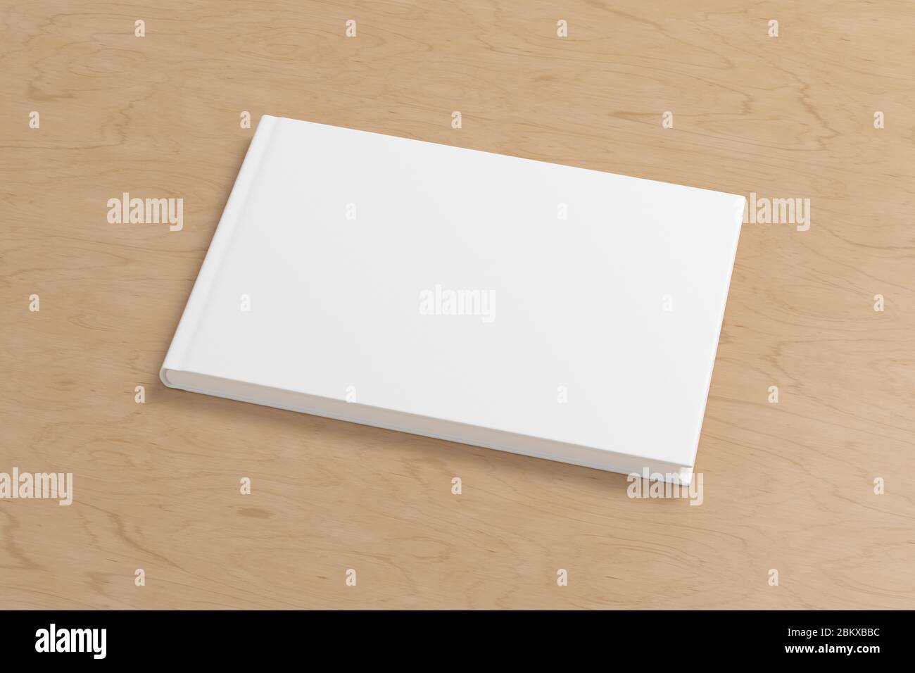 Blank horizontal book cover mock up on wooden background. Side view ...