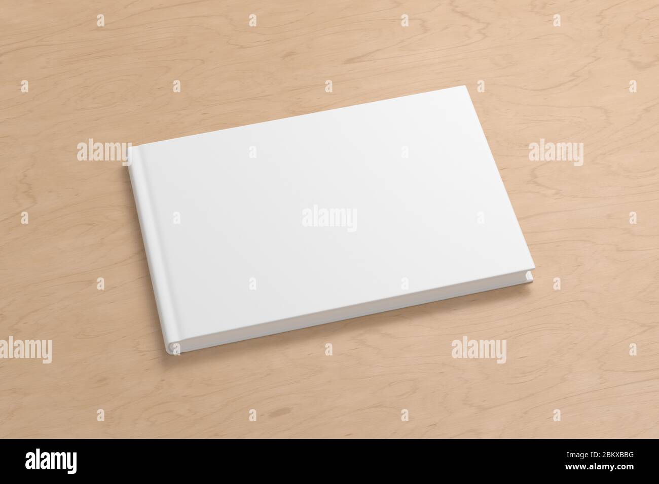 Blank horizontal book cover mock up on wooden background. Side view ...