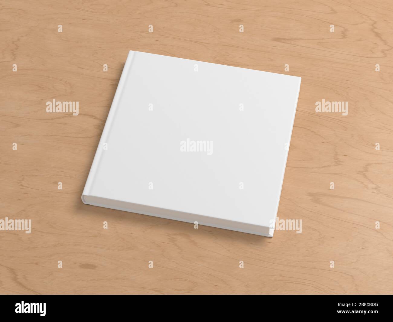 Blank square book cover mock up on wooden background. Side view. 3d ...