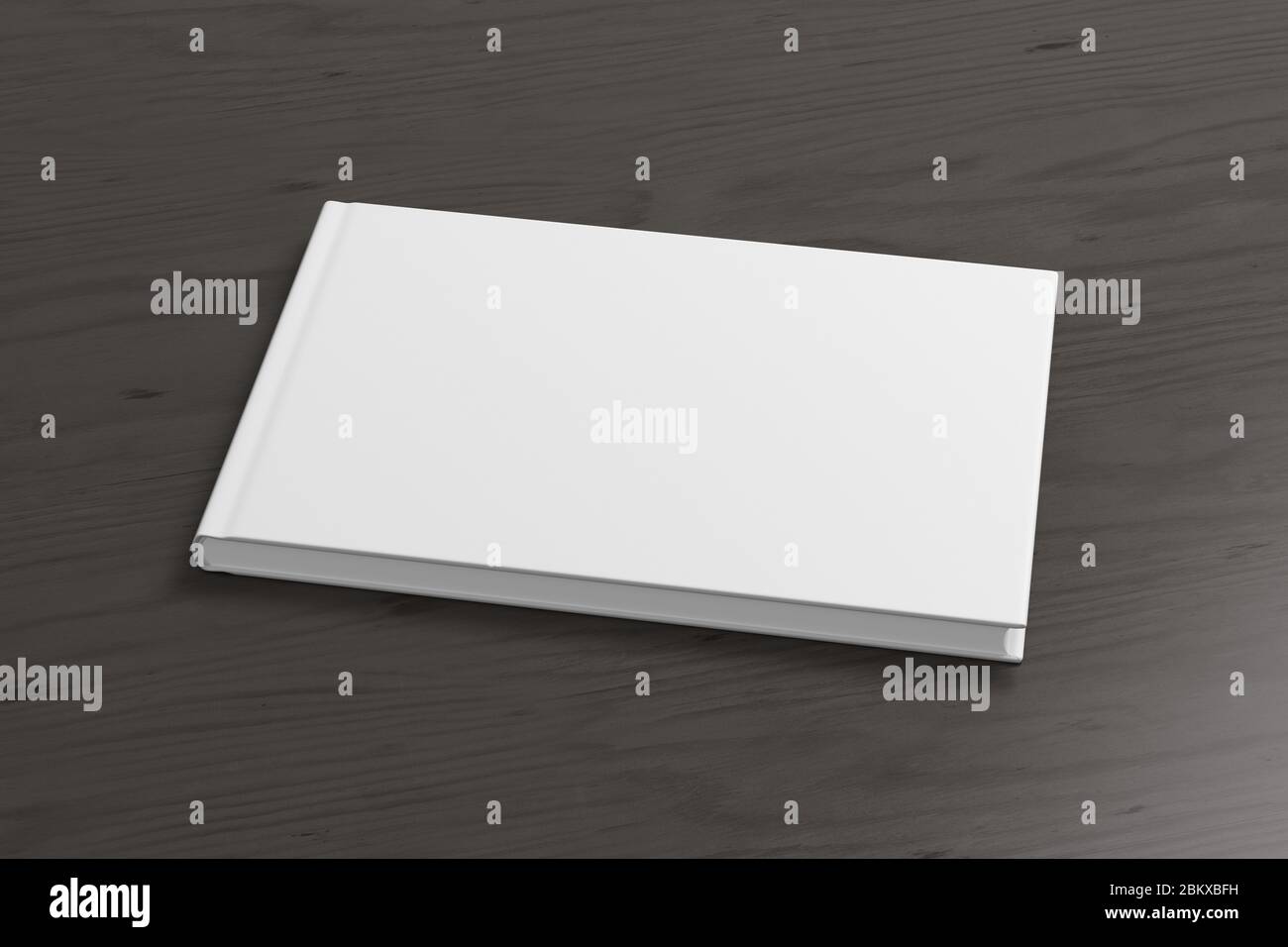 Blank horizontal book cover mock up on black background. Side view ...