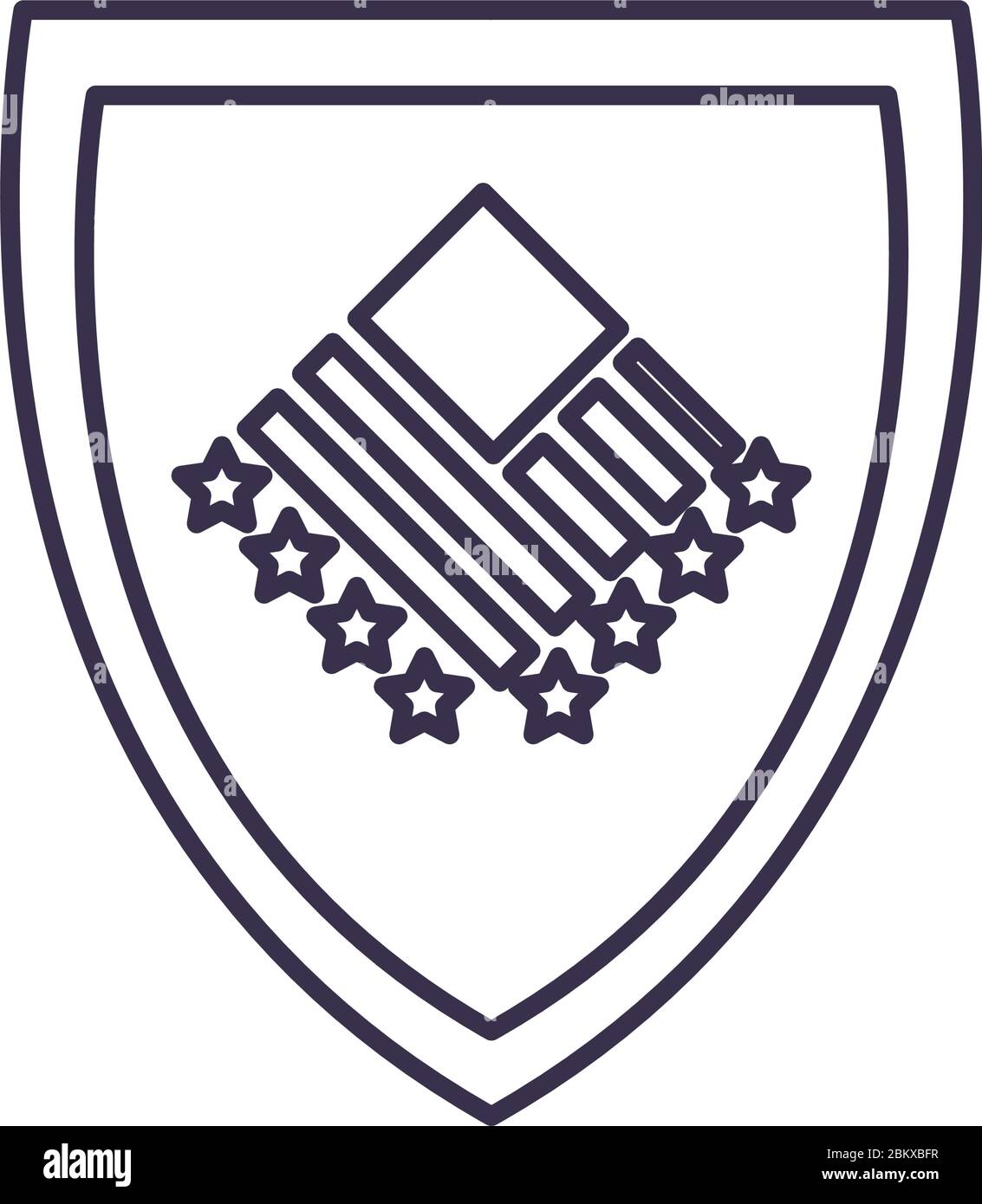 Usa flag inside shield line style icon design, United states ... Usa flag inside shield line style icon design, United states ...