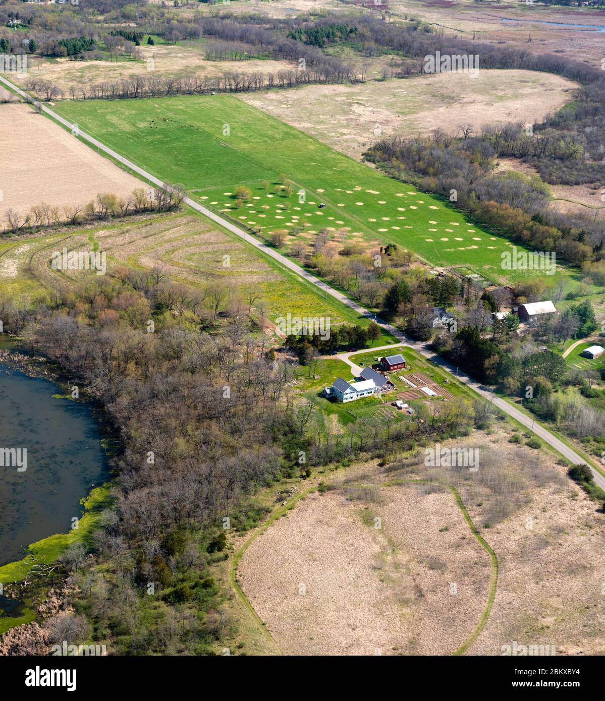 Farmland and suburbs near Madison, Dane County, Wisconsin, USA Stock ...