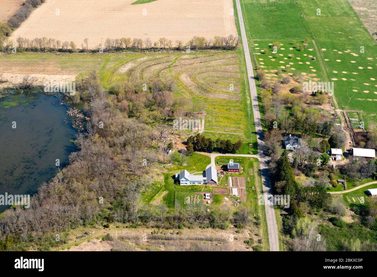 Farmland and suburbs near Madison, Dane County, Wisconsin, USA Stock ...