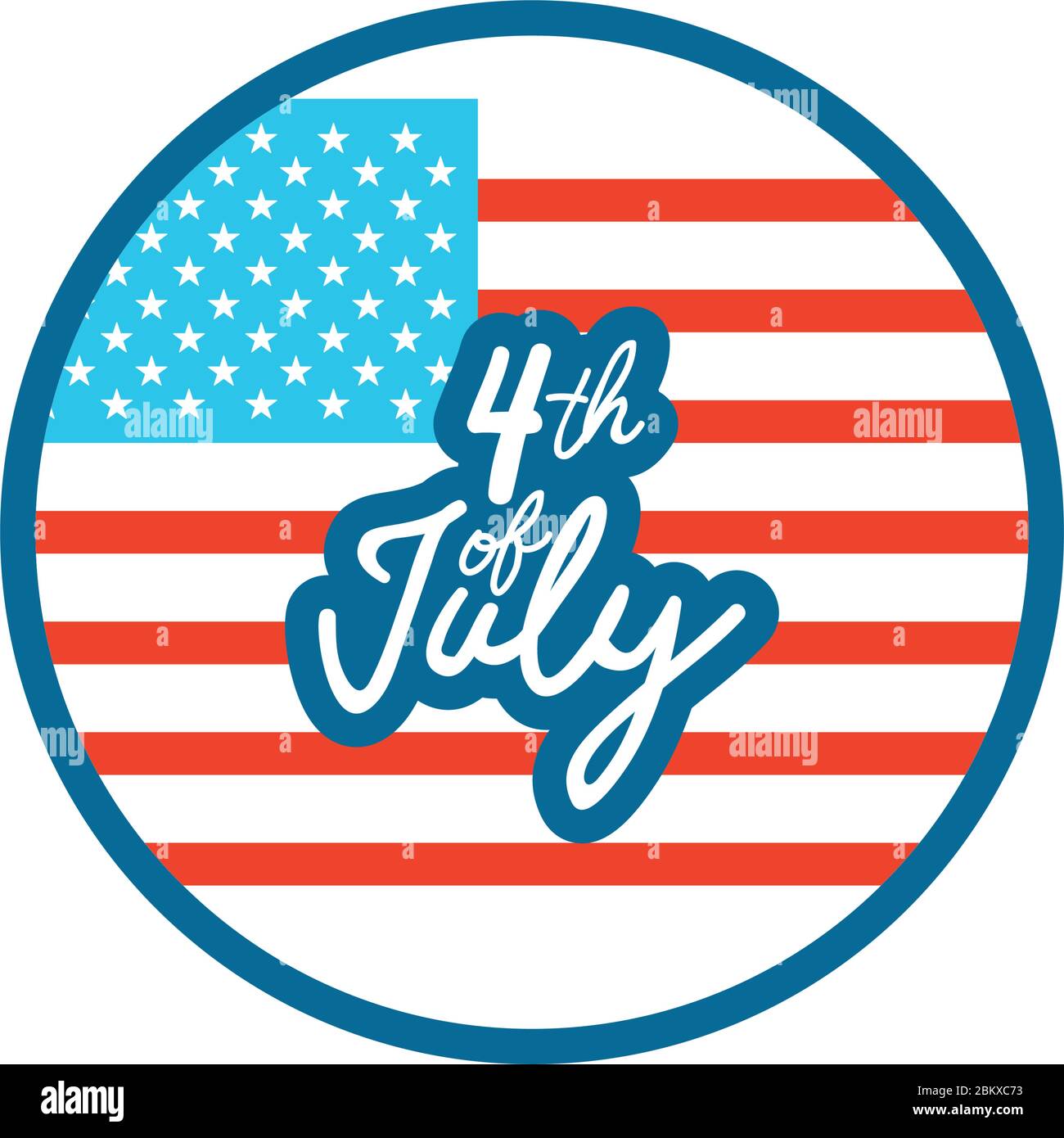 round design of 4 of july with usa flag over white background, flat ...