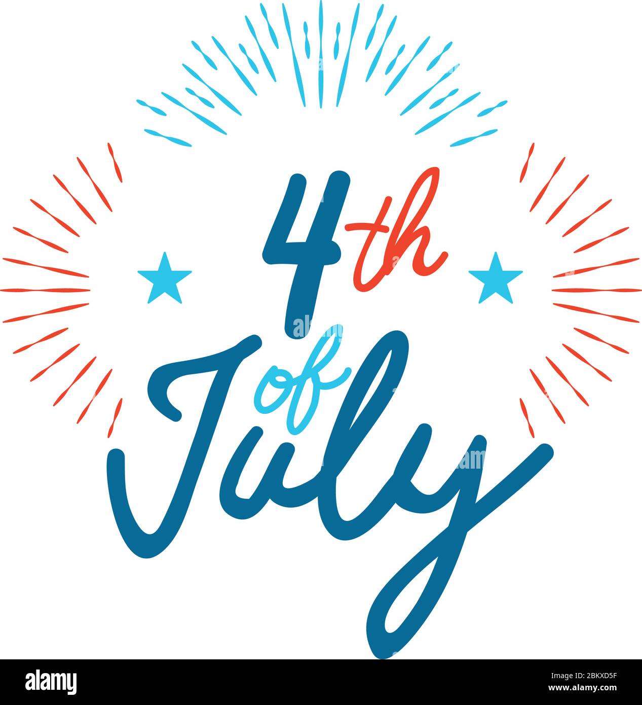 4th of july design with burst around over white background, flat style ...