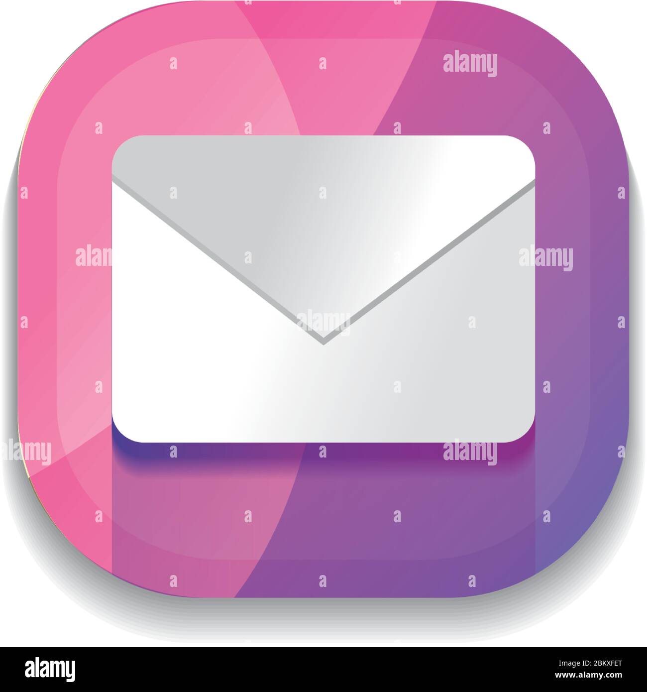 mobile app buttons concept, mail symbol, envelope icon over white ...