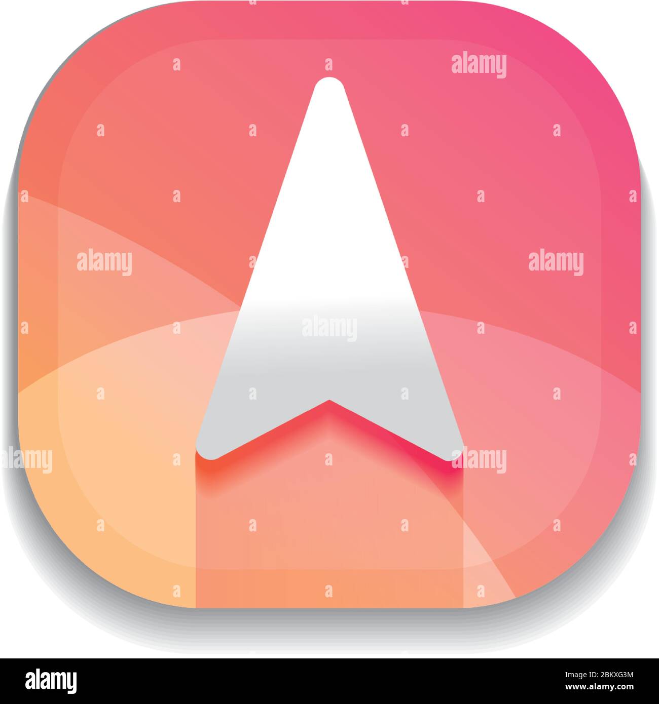 mobile app buttons concept, location arrow icon over white background ...