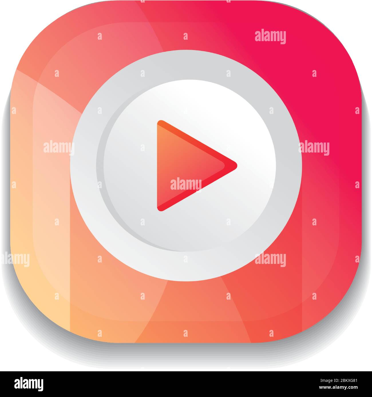 mobile app buttons concept, video symbol, play button icon over white ...