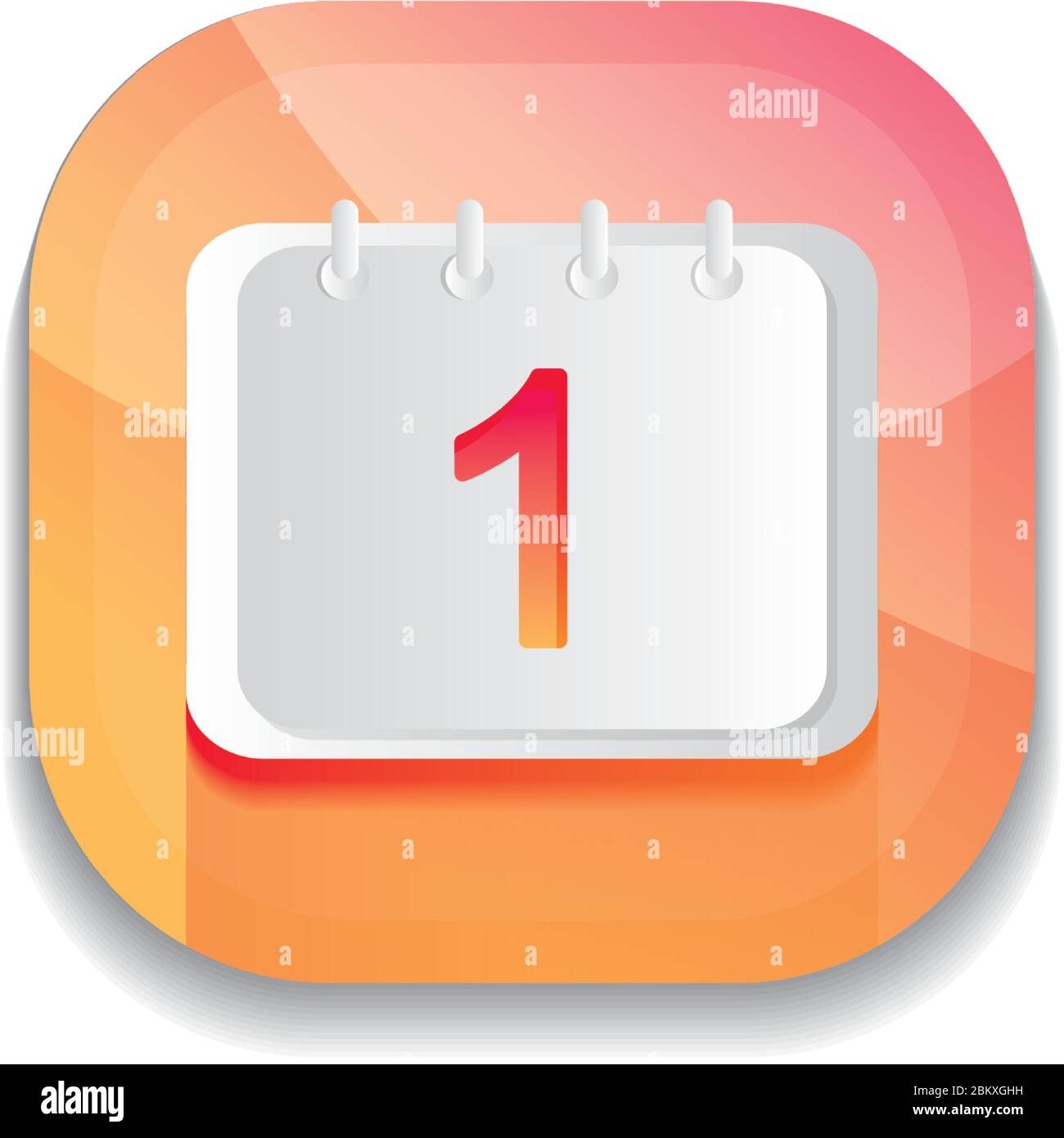 mobile app buttons concept, calendar icon over white background ...