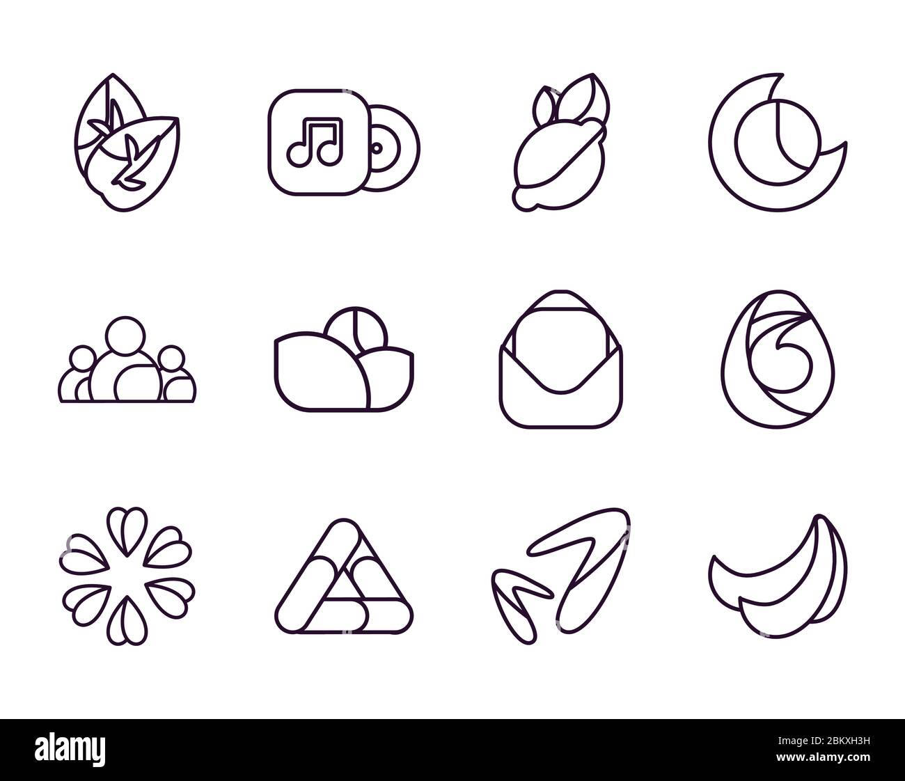 Abstract shapes line style icon set design, Logo brand and corporate ...