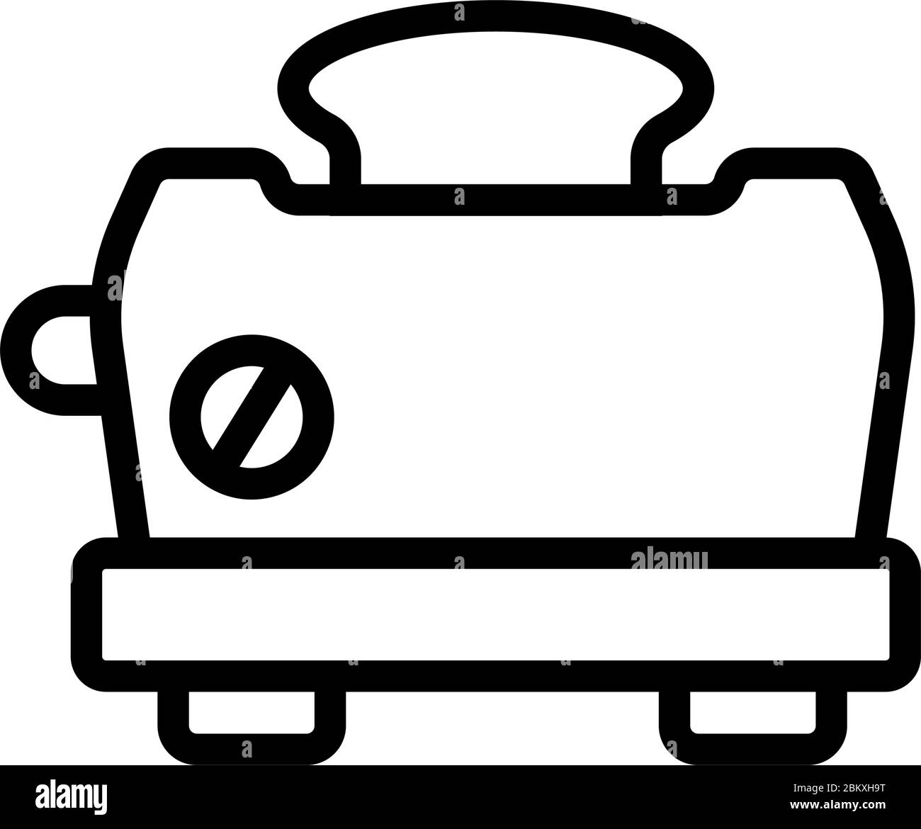 mechanical toaster with slice of bread icon vector outline illustration ...