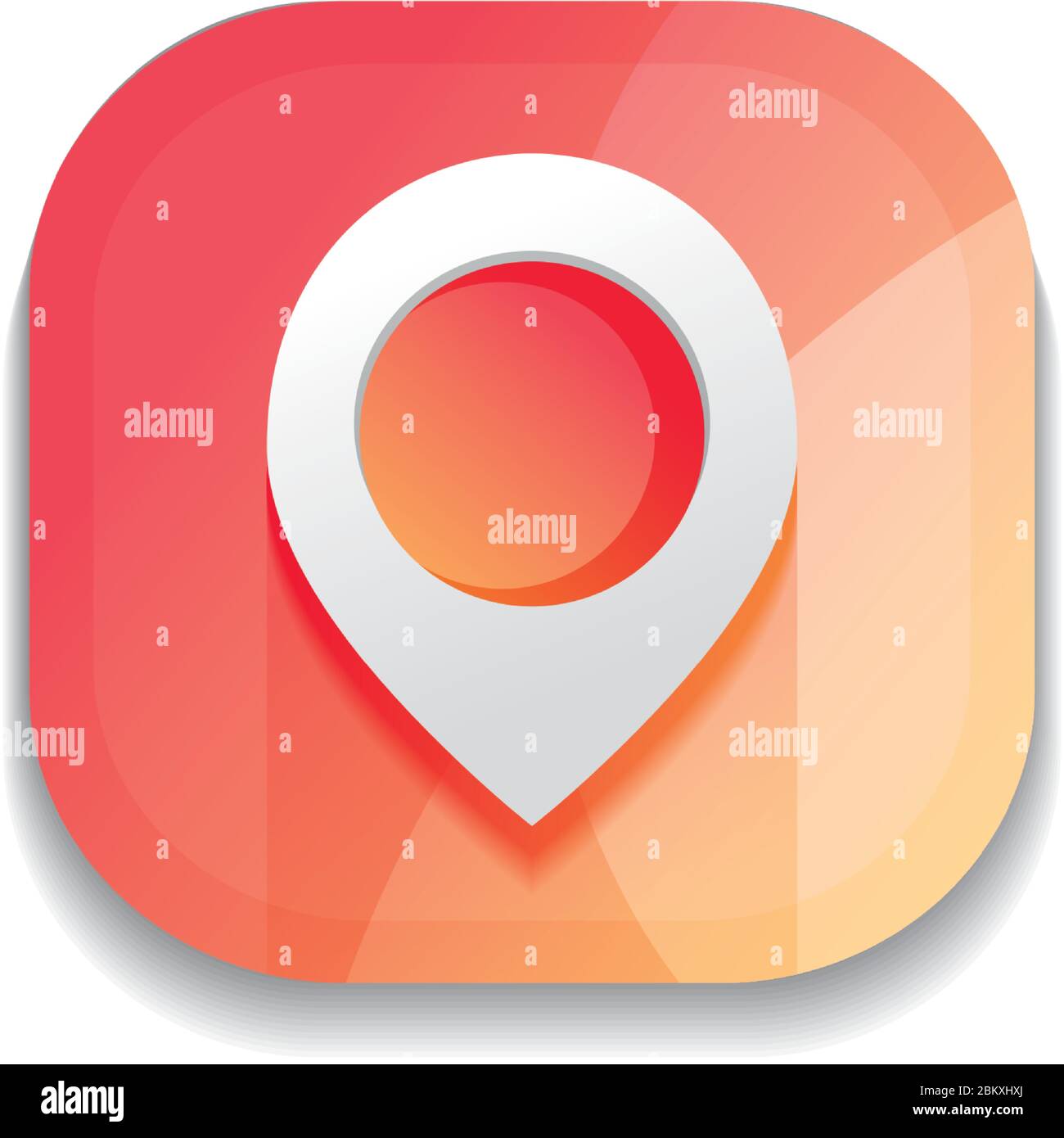 mobile app buttons concept, location pin over white background ...