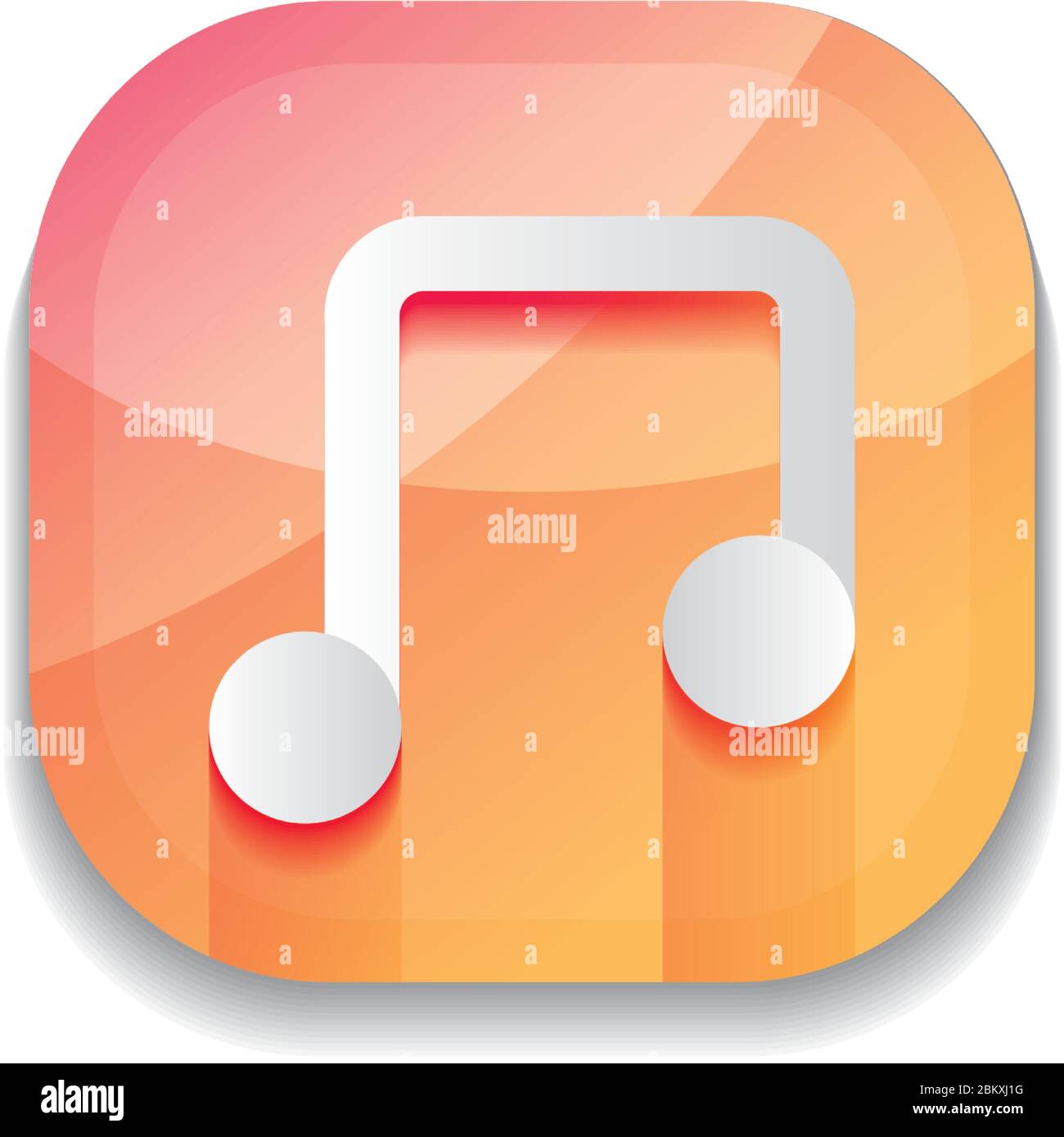 mobile app buttons concept, music symbol, musical note icon over white ...