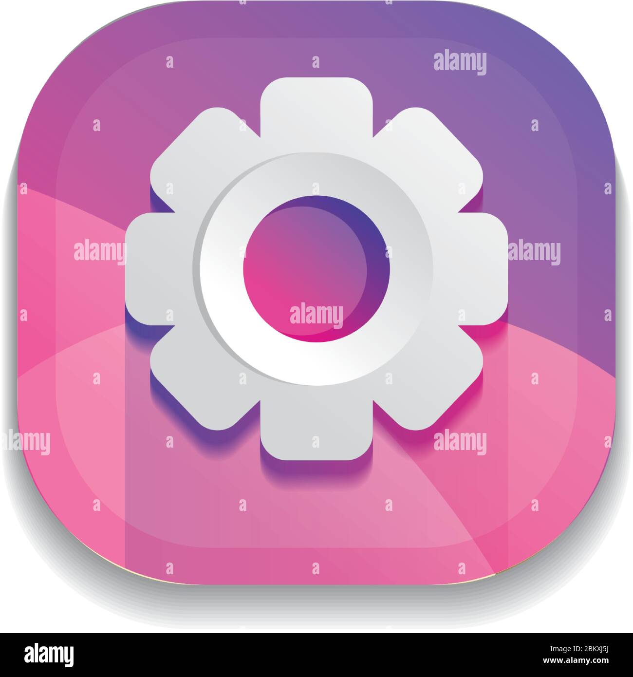 mobile app buttons concept, settings symbol, gear wheel icon over white ...