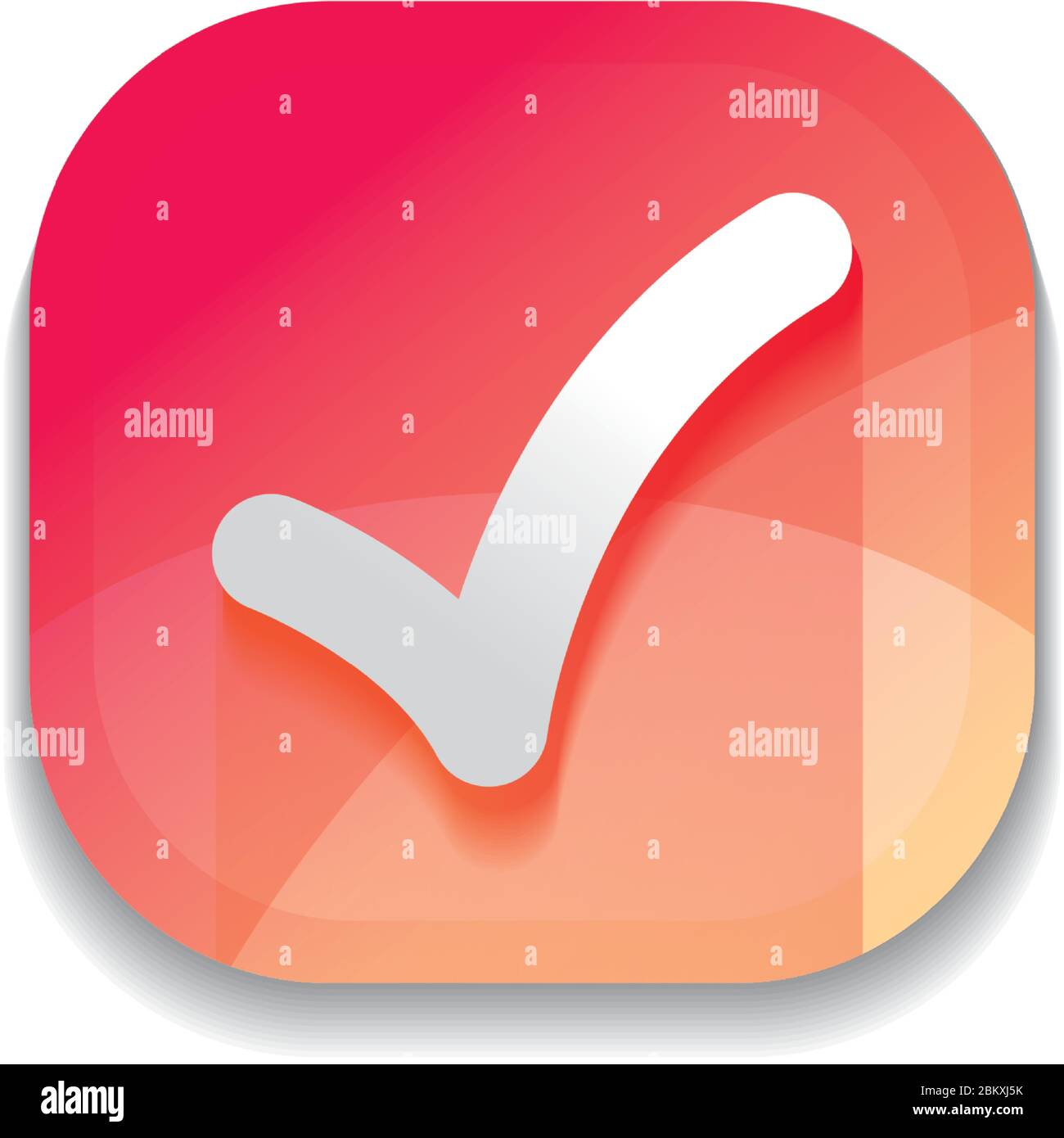 mobile app buttons concept, check mark icon over white background ...