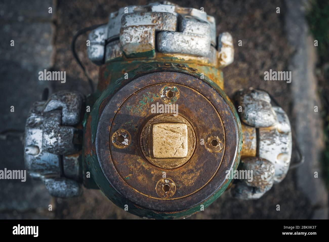Zenithal view of an iron fire hydrant Stock Photo - Alamy