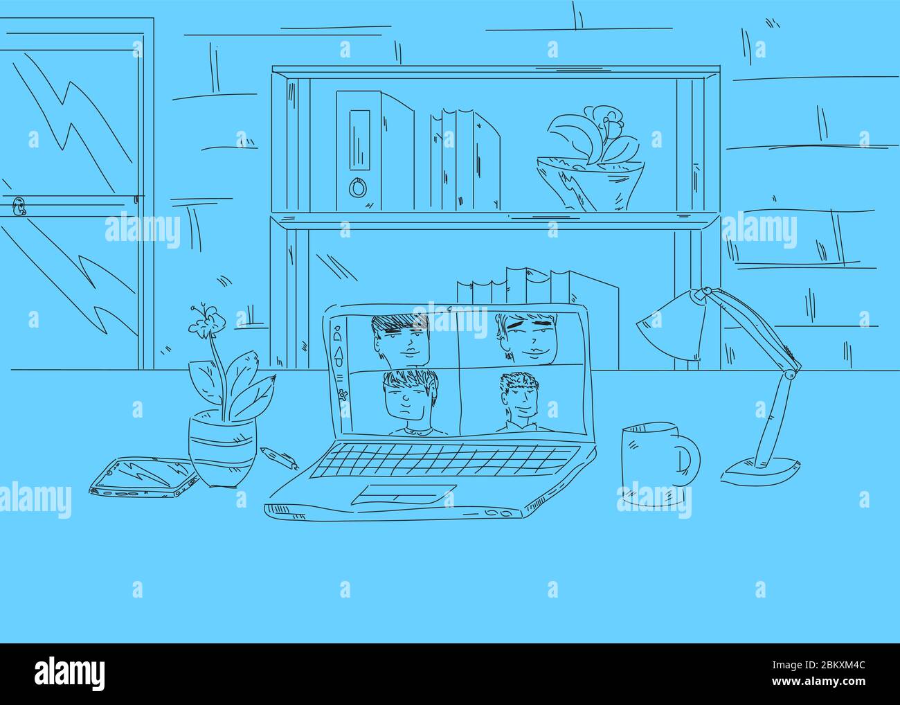 Guy in video conference Stock Vector Images - Alamy