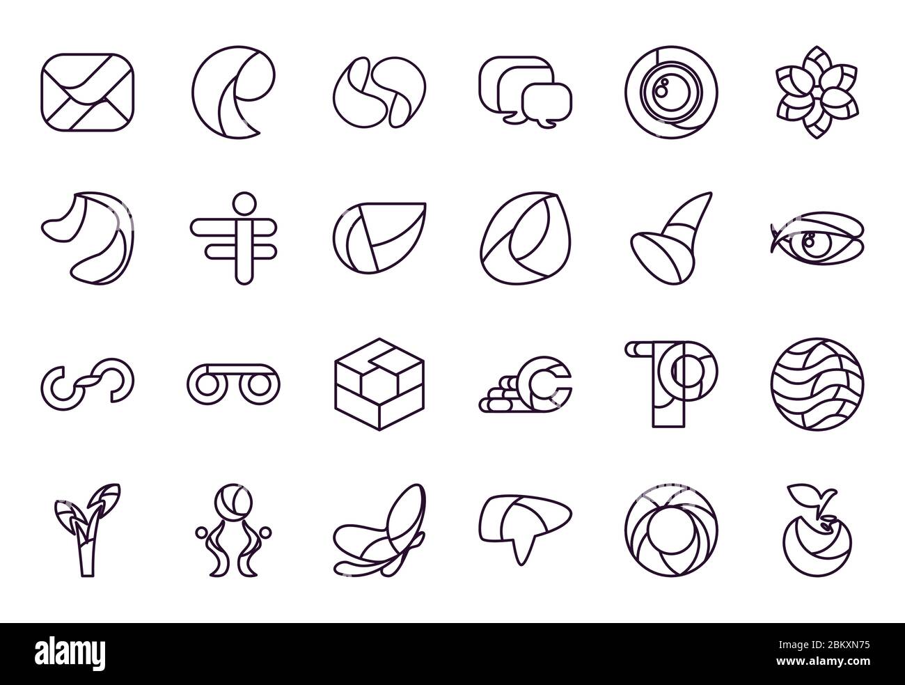 Abstract shapes line style icon set design, Logo brand and corporate ...