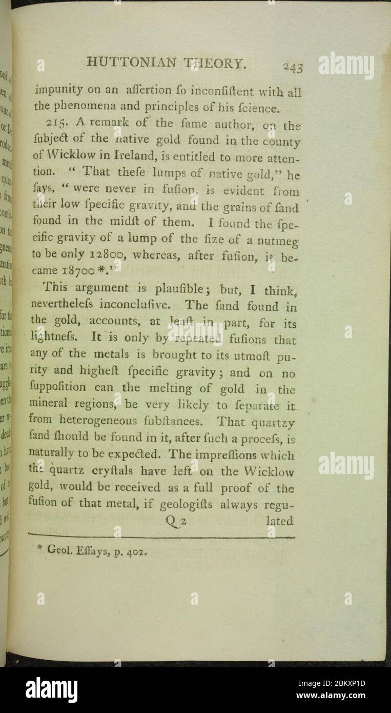 Illustrations of the Huttonian theory of the earth (Page 243 Stock ...