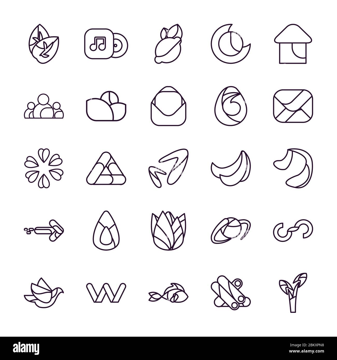 Abstract shapes line style icon set design, Logo brand and corporate ...