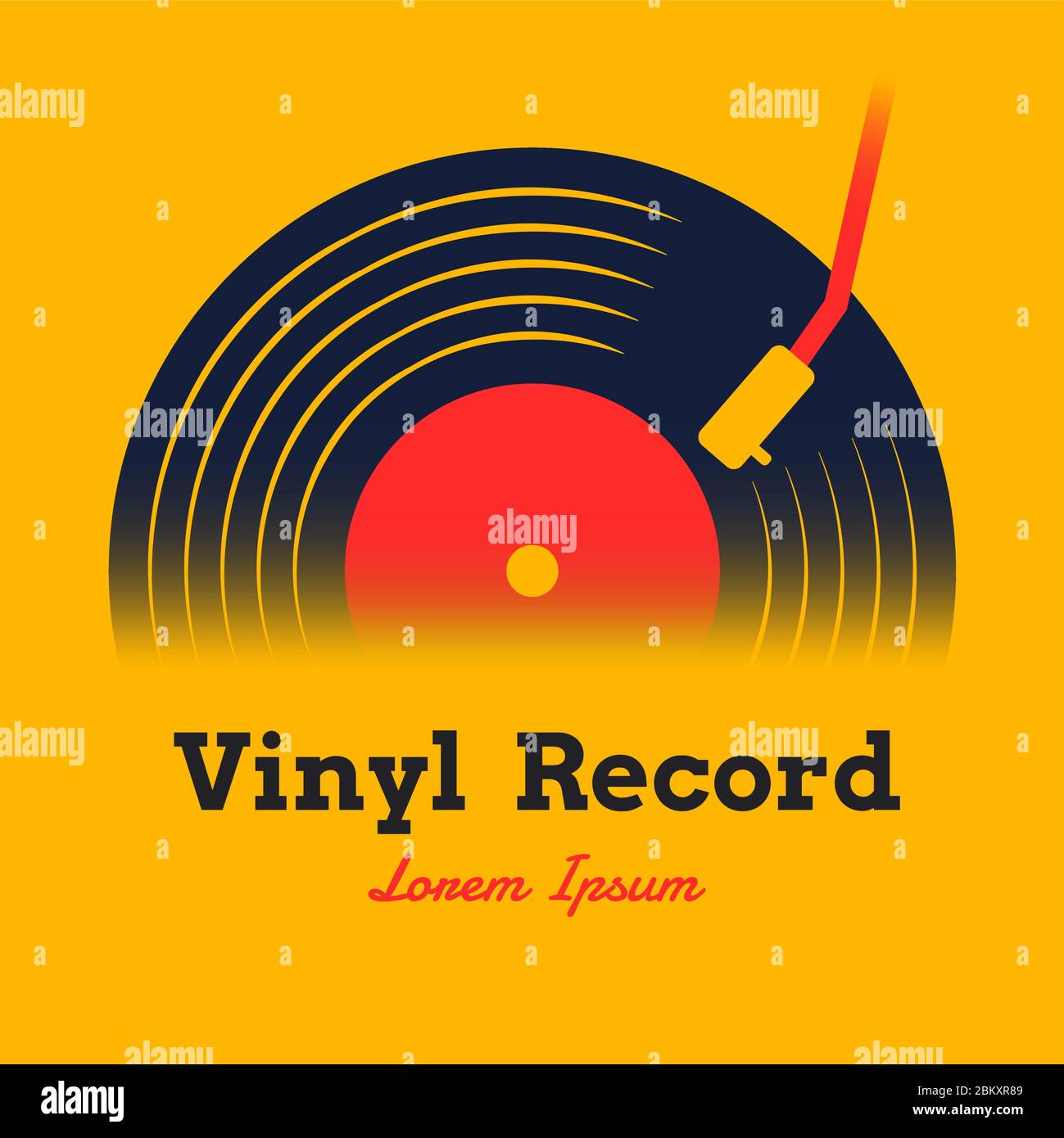 vinyl record music design vector illustration with yellow background ...