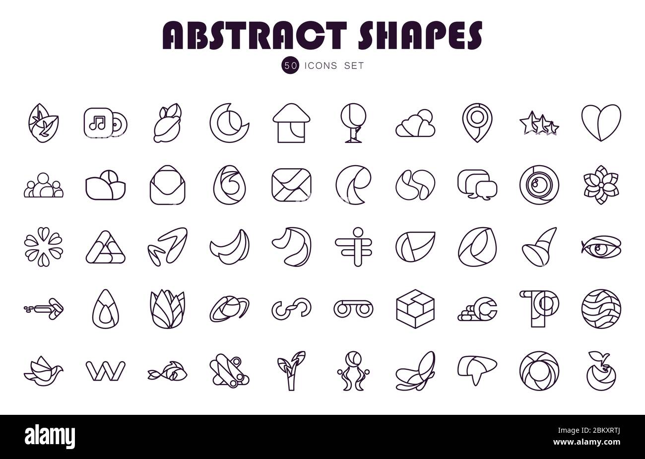50 Abstract shapes line style icon set design, Logo brand and corporate ...
