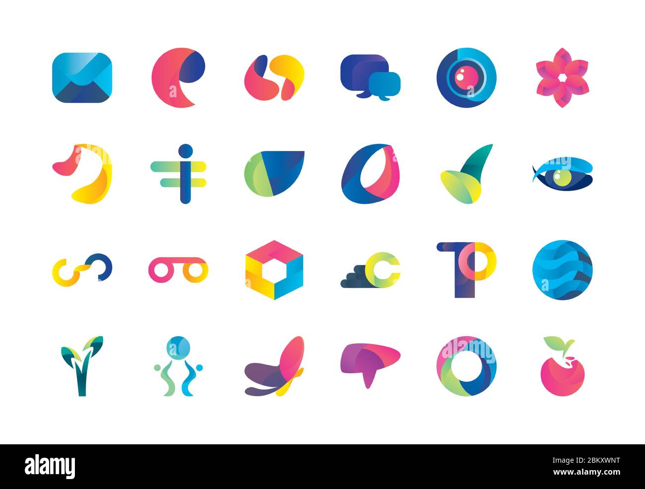 Abstract shapes gradient style icon set design, Logo brand and ...