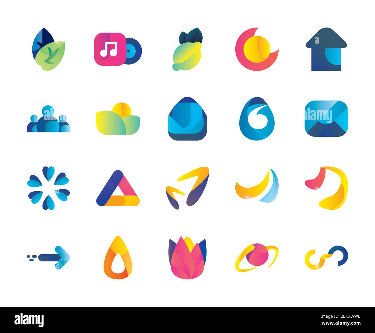 Abstract shapes gradient style icon set design, Logo brand and ...