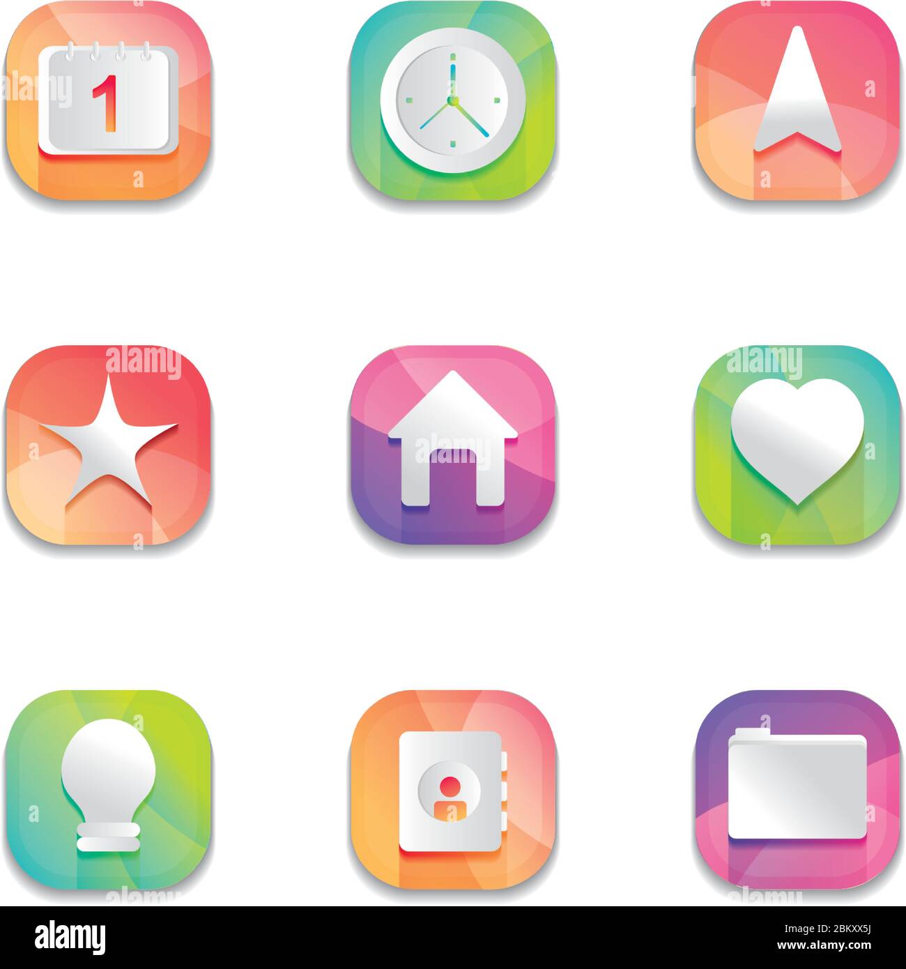 calendar and mobile app buttons icon set over white background ...