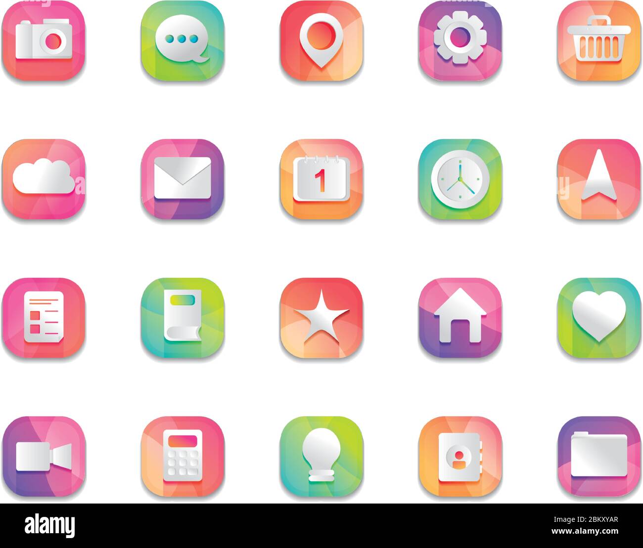 mobile app buttons icon set, detailed design, vector illustration Stock ...