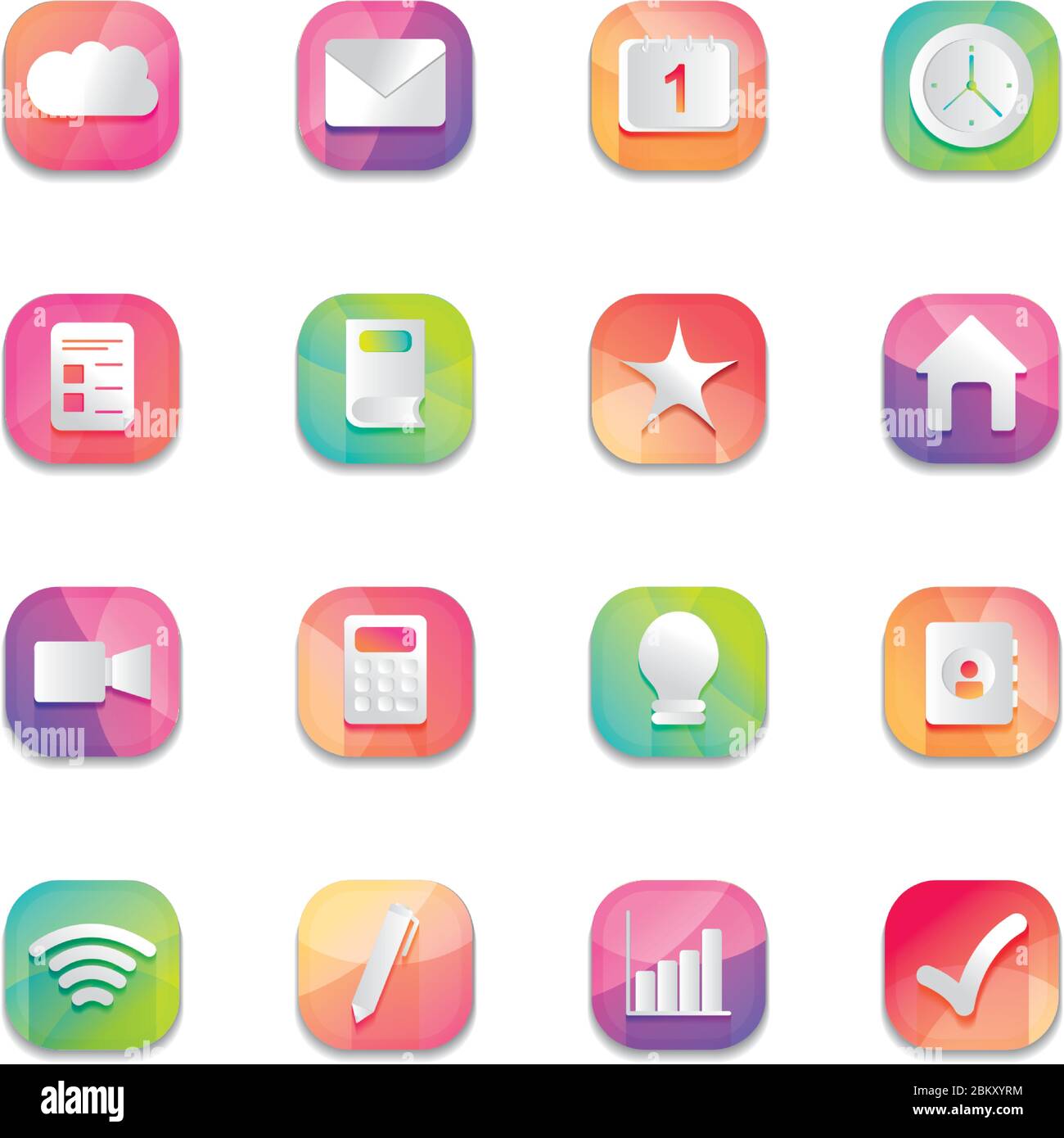 calculator and mobile app buttons icon set over white background ...