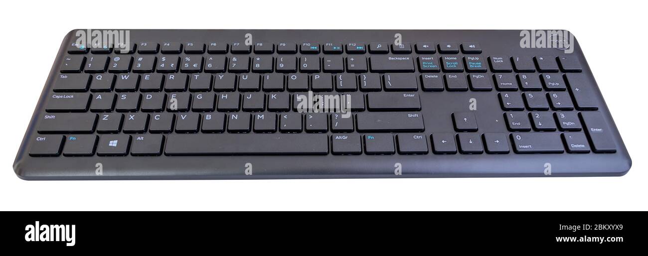 Black Cordless Keyboard and Mouse Isolated on white background Stock ...