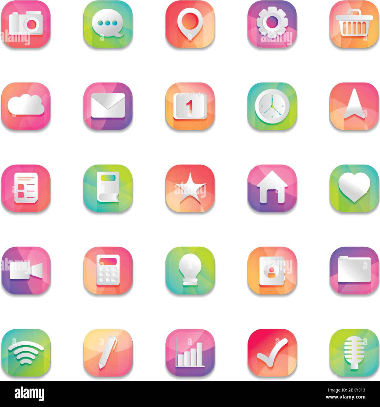 mobile, web, app buttons icon set over white background, detailed ...