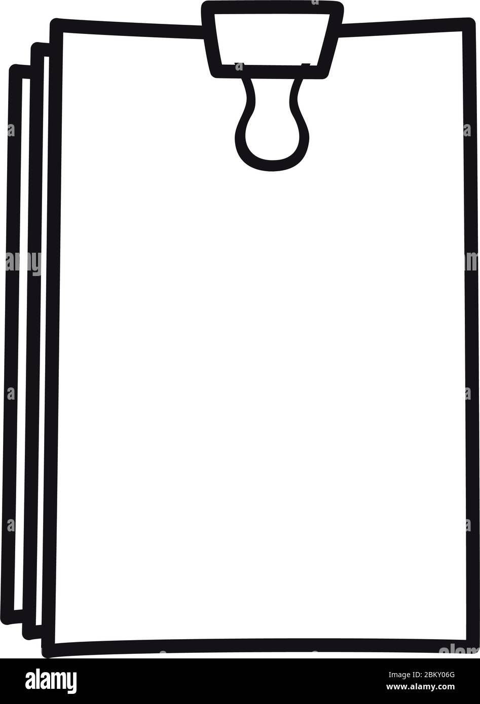 pages with binder clip icon over white background, line style, vector ...