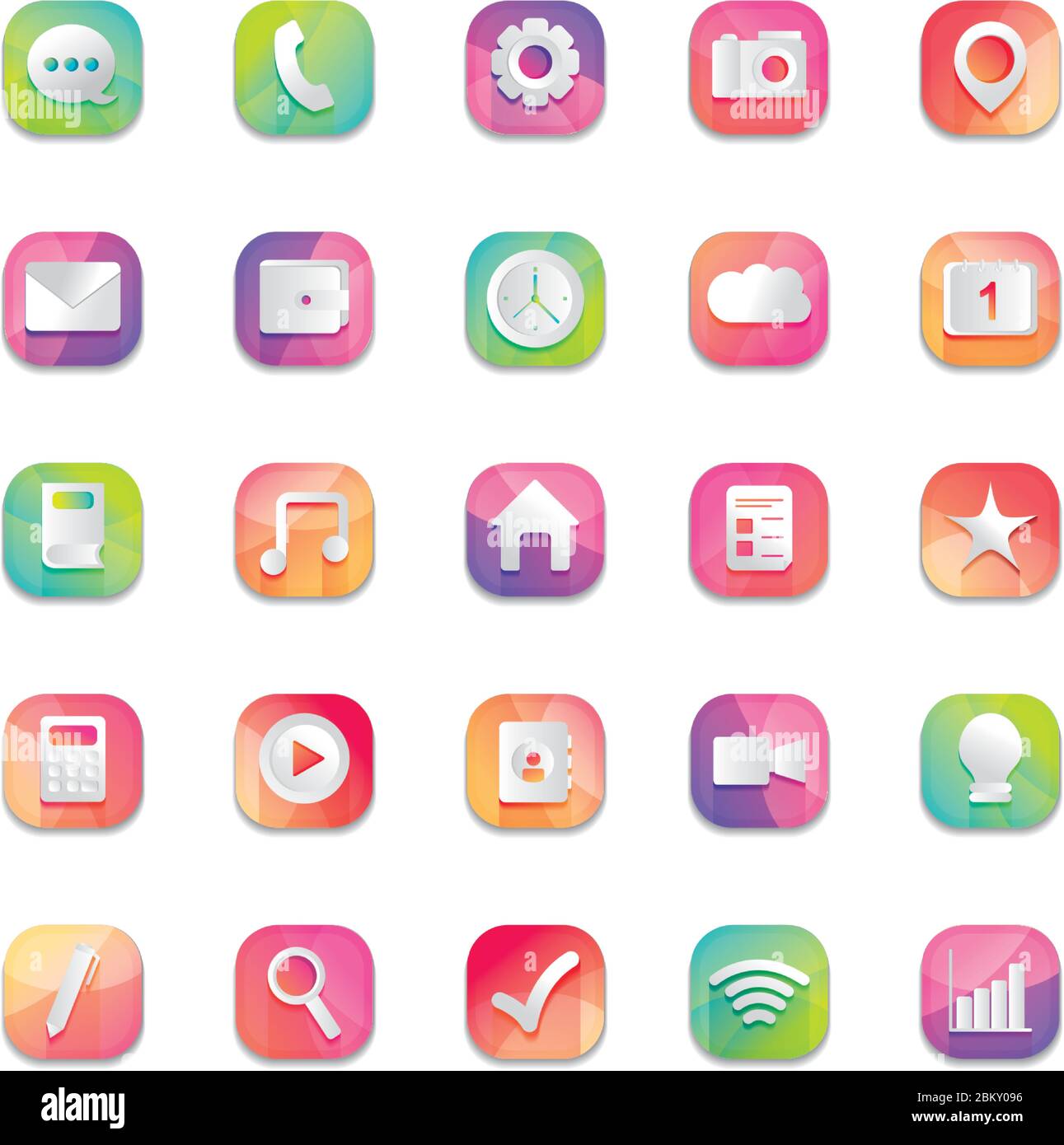 speech bubble and mobile app buttons icon set over white background ...