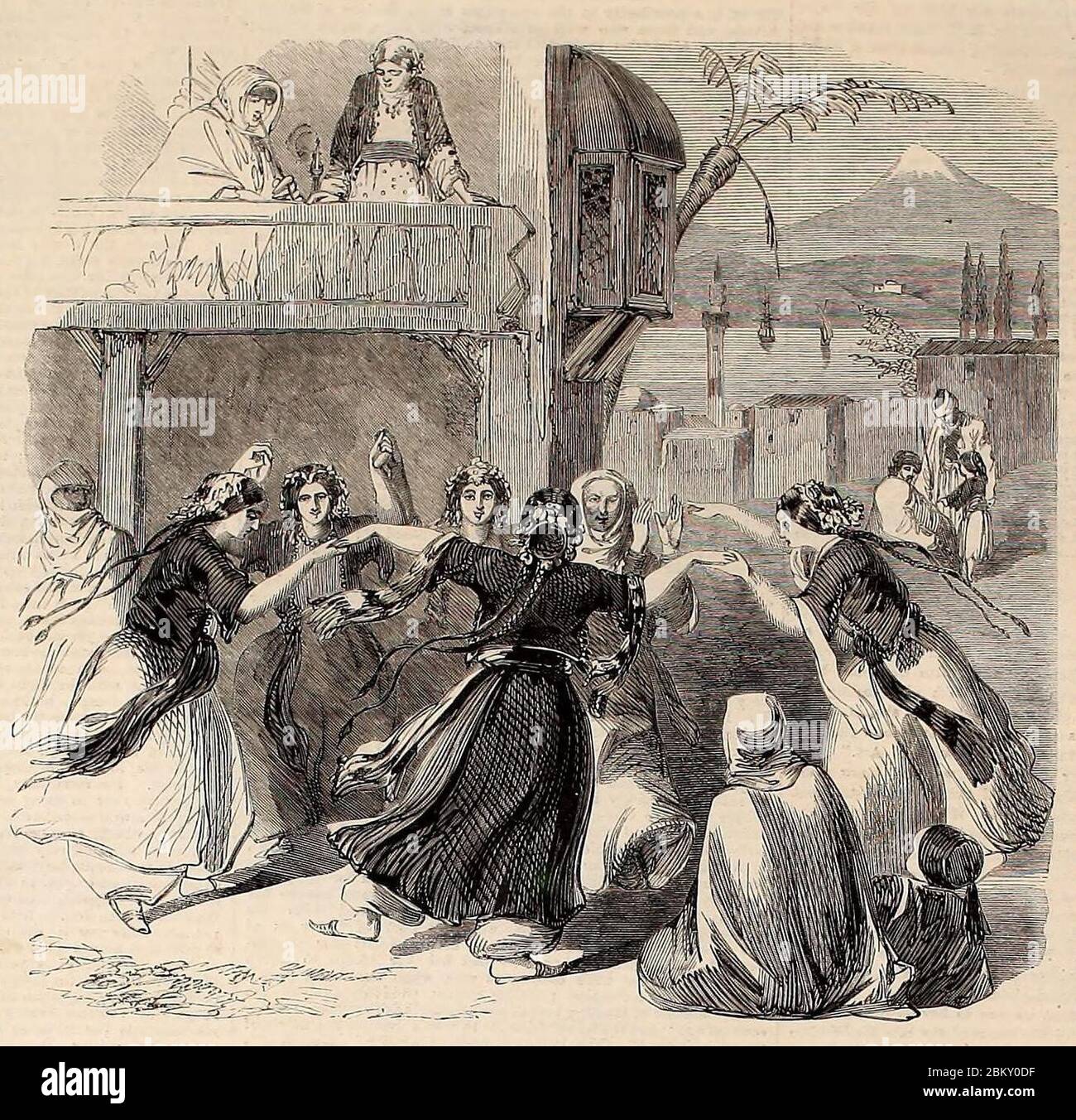 ILN 1860 Syrian peasant girls dancing Stock Photo - Alamy