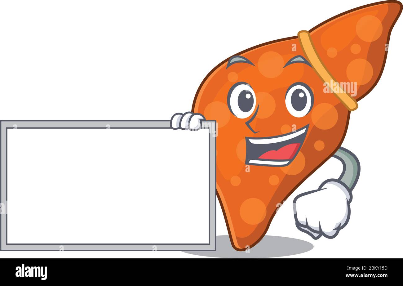 Human hepatic liver cartoon character design style with board Stock ...